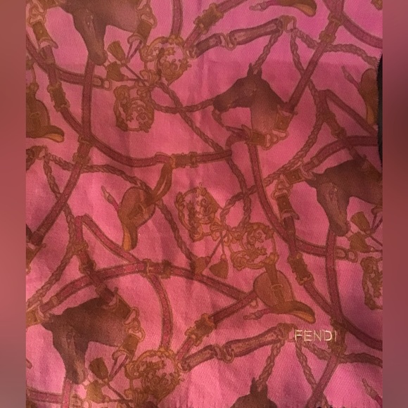 Fendi | Accessories | Vintage Fendi Scarf Equestrian Theme Horses Pink ...